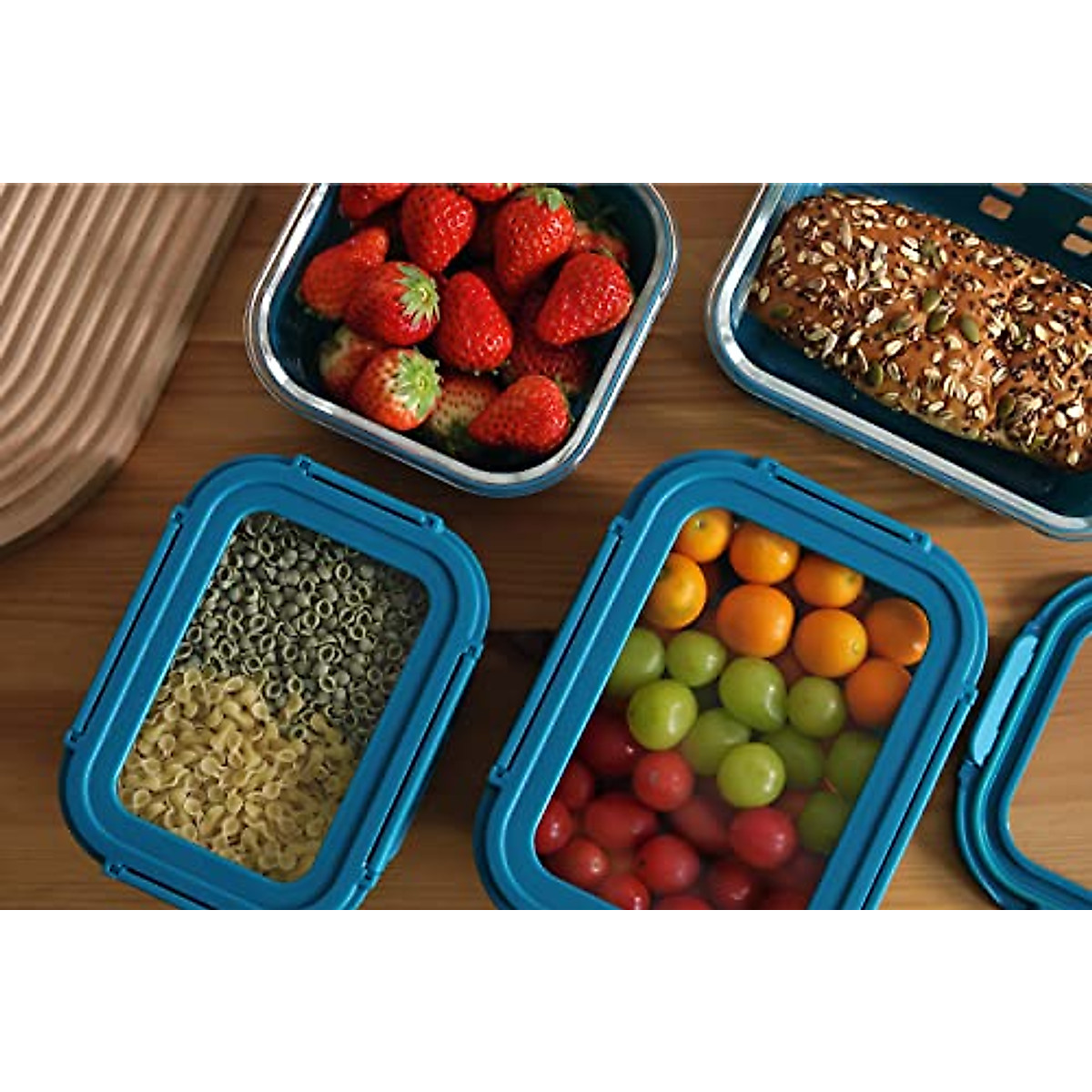 Balxajump[18 pieces 6-packs]Glass Food Storage Containers Mixed Set with Silicone Sleeve Airtight Lids for Lunch Box Meal Prep Microwave Oven Freezer Dishwasher Leak Proof Organization BPA-Free Green