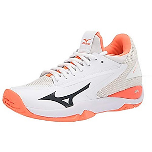 Mizuno Womens Wave Impulse Tennis Shoe , White-fiery Coral , 7.5
