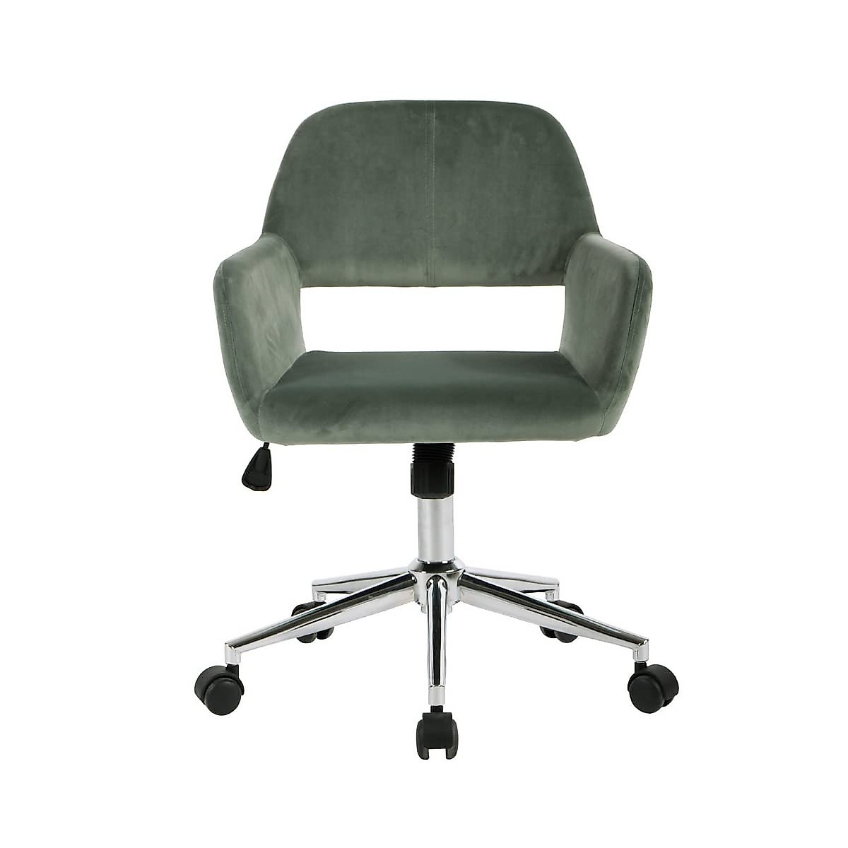 Geniqua Cactus Green Velvet Office Chair Swivel Task Chair Adjustable Mid Height Casters Rolling Computer Chair Modern for Home Office