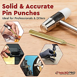 Premium Brass Punch Set – 8 Pcs Professional Brass Drive Pin Punch Set - Non-marring Brass Punch Set for Gunsmithing - Assorted Gun Punch Set for Watch Repair Jewelry and Craft – By Maxopro