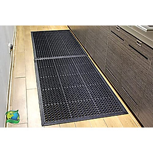 Envelor Anti Fatigue Rubber Floor Mat Restaurant Kitchen Drainage Mat Door Mats Durable Non-Slip Bar / Utility Mat Indoor Outdoor Wet Area 24" x 36"