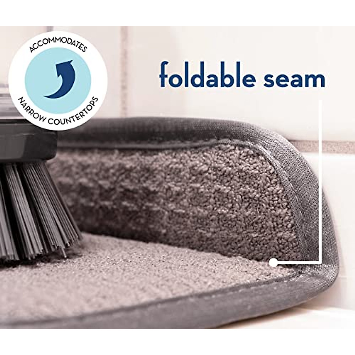 S&T INC. Microfiber Kitchen Faucet Sink Mat Drip and Splash Catcher with Snap Fastener, Absorbent and Reversible, 15 Inch x 5.5 Inch, Charcoal Grey