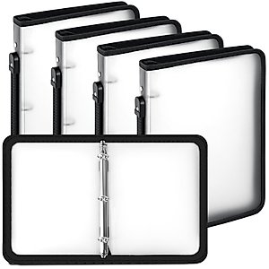 Teling 4 Pcs 1 Inch Clear Zipper Binder with 3 Ring Zipper Binder, Refillable Plastic Clear File Organizer Planner for Projects, Assignments, Memos, School Work, 13.2 x 10 Inch