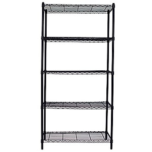 BIRDROCK HOME 5-Tier Wire Shelving, Flat Black, Heavy Duty Shelf, Wide Adjustable Rack Unit, Kitchen Storage