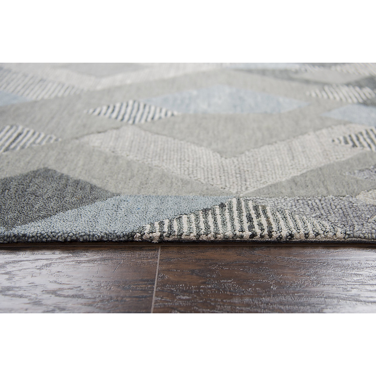 Rizzy Home | ID927A | Idyllic Collection | Wool Area Rug | 8' x 10' | Natural /Gray/Rust/Blue Geometric