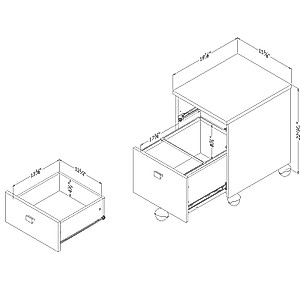 South Shore 2-Drawer Mobile File Cabinet on Casters, Gray Oak