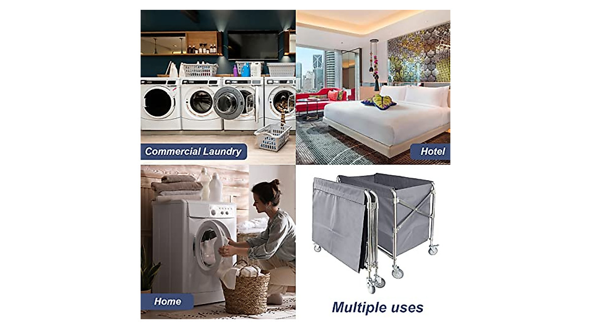 Heavy Duty Folding Laundry Cart with 440lbs Load Capacity | Steel & Wheels