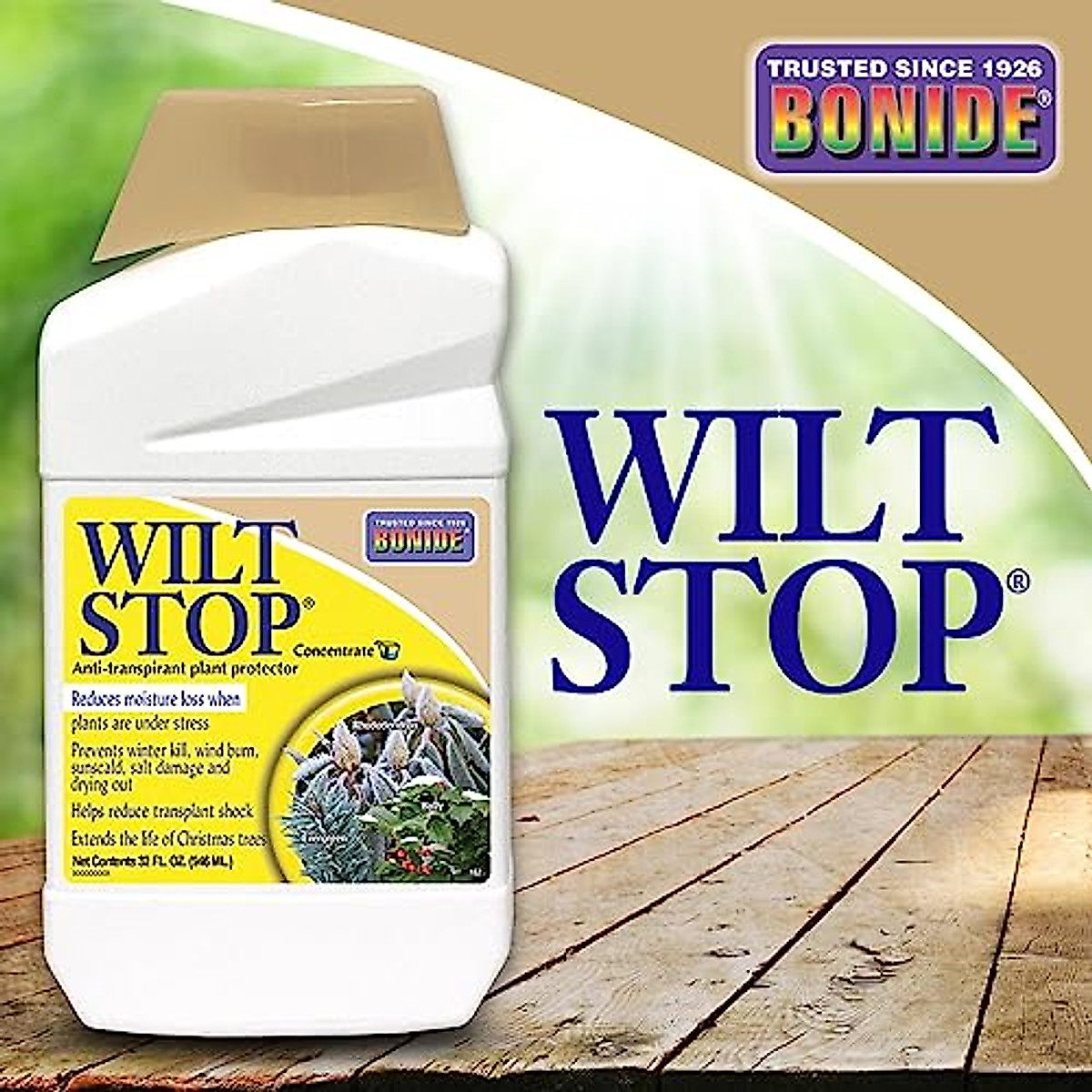 Bonide Wilt Stop, 32 oz Concentrated Anti-Transpirant Plant Protector, Long Lasting Effects, Extend the Life of Plants