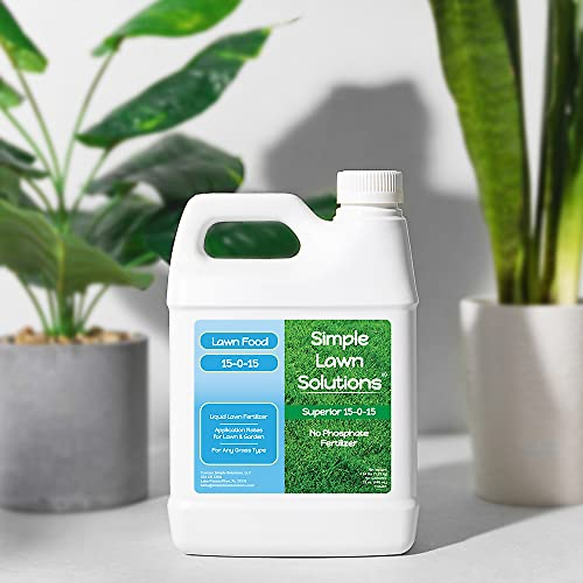 Superior Nitrogen & Potash 15-0-15 NPK- Lawn Food Quality Liquid Fertilizer - Concentrated - Any Grass Type- Simple Lawn Solutions Green, Growth - Lawn and Garden Rates - Phosphorus-Free (1 Quart)
