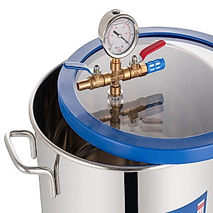 P PBAUTOS 5 Gallon Vacuum Chamber, Tempered Glass Lid Stainless Steel Degassing Chamber Perfect for Stabilizing Wood, Degassing Silicones, Epoxies and Essential Oils