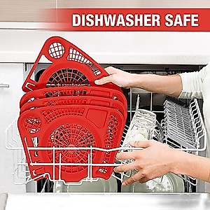 STBoo Paper Plate Holders Reusable - Plastic Plates Holder Heavy Duty | Picnic Tray Reusable Set Dishwasher Safe | Paper Plate Dispenser for 4th of July, BBQ's, Parties,Camping (4 Set-Red)