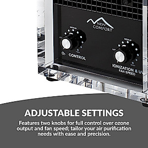 Prolux New Comfort 6 Stage UV, Ozone Generator Air Purifier Cleaner HEPA, Covers 3000 Feet, Acrylic, Home or Commercial Use, Adjustable, Powerful Fan, Portable