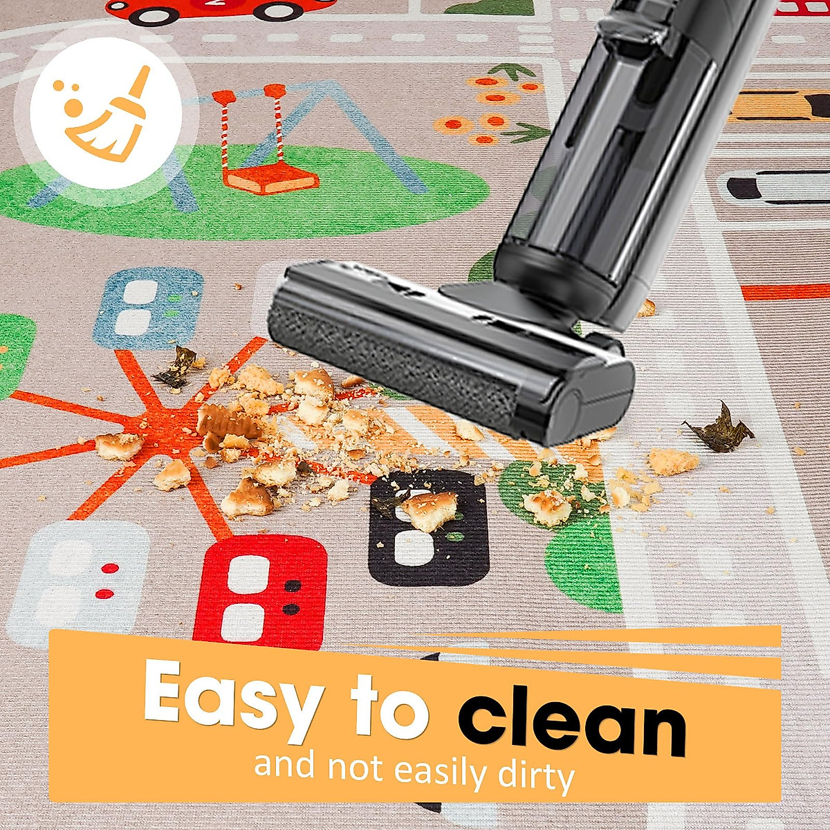 IKITOT Kid Rug Carpet Playmat for Toy Cars and Train，Play Area Rug with Rubber Backing，Fun Throw Rug，Ideal Gift for Children Baby Bedroom Play Room(80×120cm/32×47in)