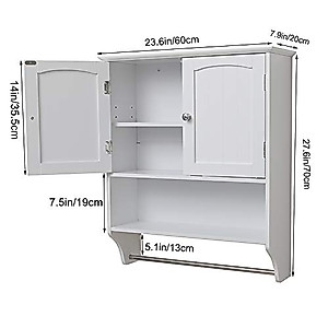 Iwell Bathroom Cabinet Bundle, Bathroom Wall Cabinet with 1 Adjustable Shelf & Door, Medicine Cabinet for Bathroom, Wall Mounted Bathroom Cabinet, White