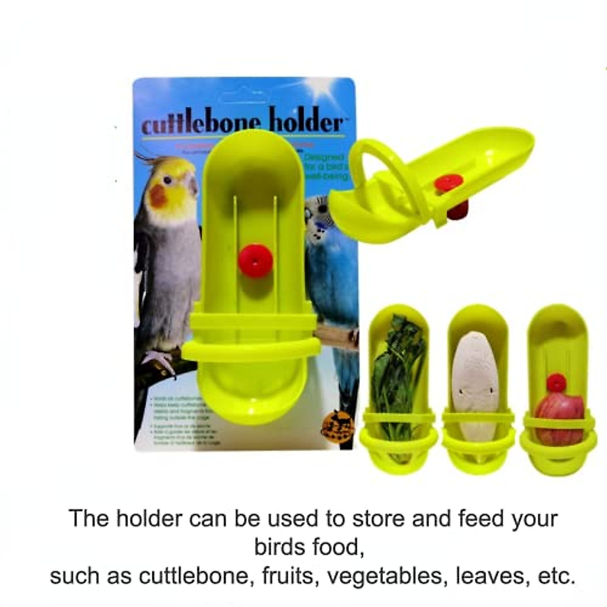Bird Feeding Cup Rack Plastic Cuttlebone Holder Bird Cage Storage Bowl Stand Parrot Food Holder for Budgies Parakeet Cockatiel Conure Lovebird Color Randomly(Without Cuttlebone)