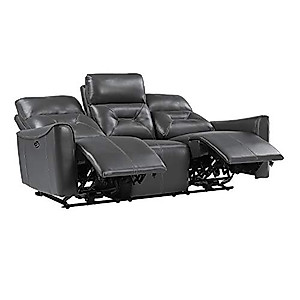 Lexicon Edelweiss Power Double Reclining Sofa, Dark Gray