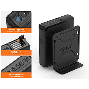 RPNB Gun Safe,Mounted Biometric Nightstand Handgun Safe with Quick Access Sliding Door, Pistol Safes for Wall Bedside Desk Vehicle with the Fingerprint, Keypad, Pistol Holder,Carbon Knight Series