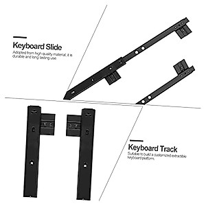 Ciieeo 2 Pairs Keyboard Rails Keyboard Rack Keyboard Stand Adjustable Keyboard Slide Keyboard Slide Out Tray Cabinet Slider Computer Sliding Keyboard Hardware Office Drawer Steel Desk