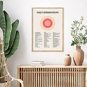 Daily Affirmation Wall Art Colorful Aura Poster Inspirational Paintings for Wall Energy Spiritual Picture Orange Aesthetic Posters Daily Gratitude Picture for Living Room Bedroom 16x24inch Unframed