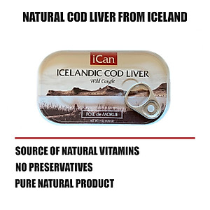 Icelandic Cod Liver Wild Caught (Foie de Morue) Slice 4oz. (PACK OF 12 CANS)