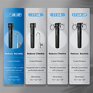 Waterdrop 17UB-UF Under Sink Water Filter System, 0.01 Micron Filtration, Reduces Chlorine, Lead, Bad Taste & Odor, 24K Gallons, with Dedicated Brushed Nickel Faucet, USA Tech