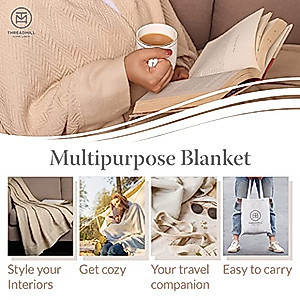 Threadmill Home Linen Multipurpose Blanket - 1 Piece Herringbone 100% Extra Long Staple Cotton, Scottish Grey