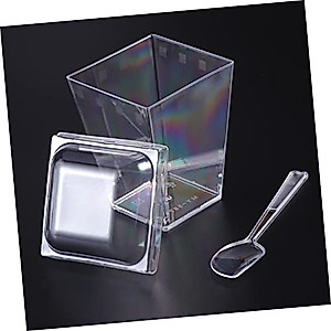 Healeved 20 Sets dessert cup wedding favors jars dessert tumbler cups parfait cups with lids mousse cup clear container with lid appetizer bowls appetizer cup square cube cup jelly cake cup