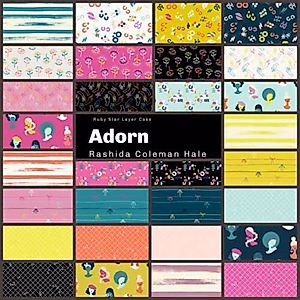 FlashPhoenix Quality Sewing Fabric – Adorn by Rashida Coleman 2.5In X 42In Jelly Roll 100% Ruby Star Fabric Size: 2.5x42 Inch