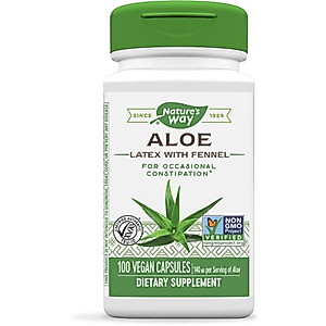 Nature's Way Aloe Latex with Fennel, for Occasional Constipation*, Non-GMO Project Verified, Vegan, 100 Capsules