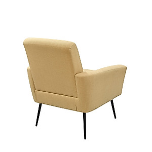 Lepfun Mid Century Modern Upholstered Fabric Accent, Living Room, Bedroom Leisure Single Sofa (Metal Legs), TV armrest seat, Suitable for Small Space Home, Office, Coffee Chair,Yellow