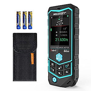 MiLESEEY R2B 200ft Laser Measure Tool with Built-in Wheel for Curved Measure, Digital Measuring Tape with Angle Sensor, Pythagorean, Point to Point, Area and Volume Measure