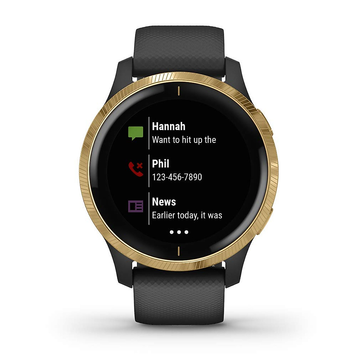 Garmin Venu GPS Smartwatch with Bright Touchscreen Display, Music, Body Energy Monitoring, Animated Workouts, Pulse Ox Sensor, Gold with Black Band (Renewed)