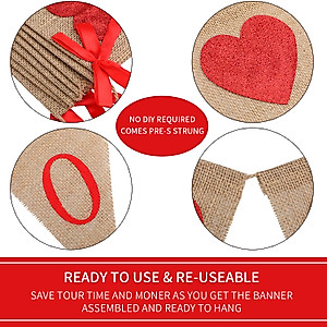Valentine&#039;s Day Burlap Banner Set, Love And Be Mine Banners, Red Glitter Heart Banner Garland, Wedding Banner Set, Rustic Valentines Decor For Wedding Anniversary Engagement Party Decorations Supplies