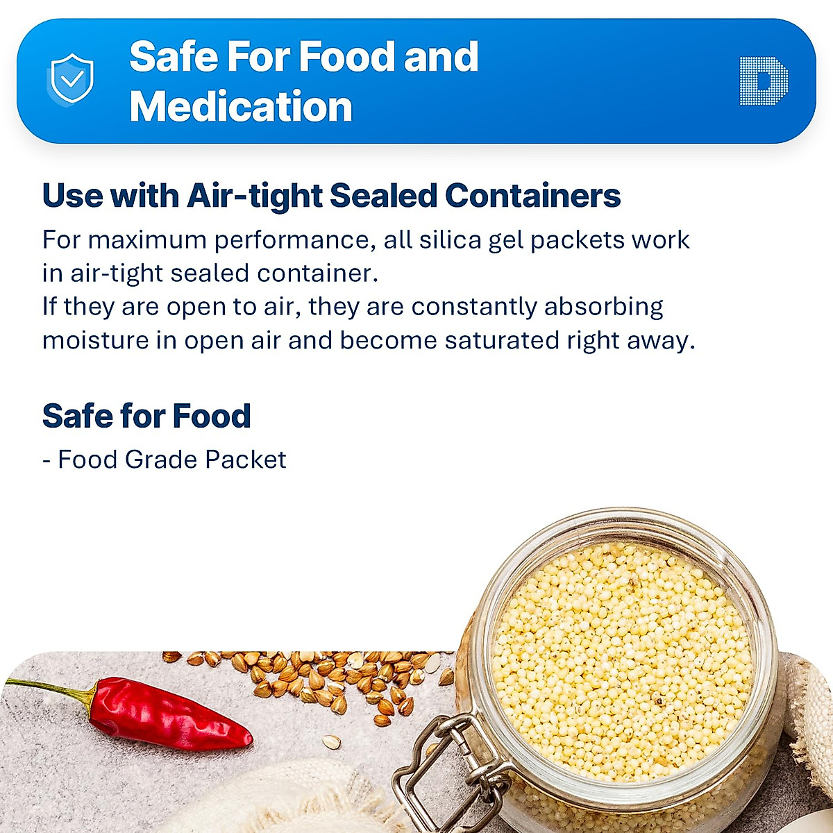 Dry & Dry 10 Gram [100 Packets] Silica Gel Packets, Desiccants - Rechargeable Fabric Silica Gel Packs, Silica Gel, Silica Packets, Desiccant Packs for Storage