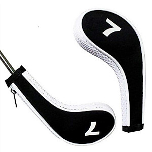 DBYAN 10pcs Number Print Long Sleeve Golf Club Iron Covers Head Covers Set with Zipper for Irons Taylormade Ping Callaway Mizuno Cobra,Black & White