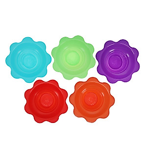 Lot45 Snow Cone Bowls - Reusable Colorful Plastic 100pc Shaved Ice Flower Cups - Holds 4oz of Desserts and Snacks