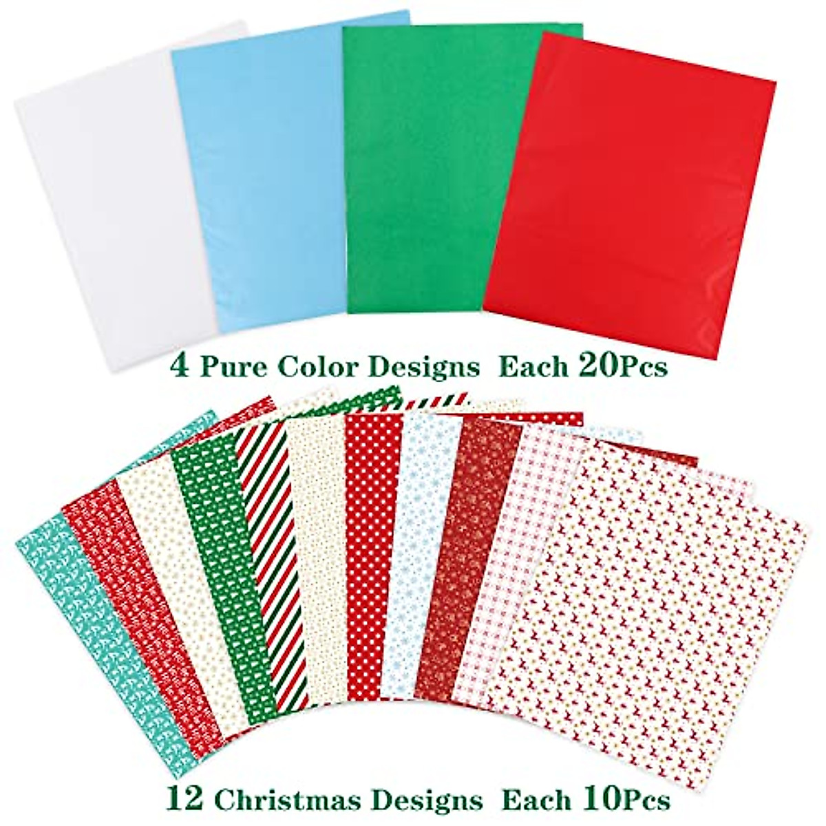 200pcs Christmas Tissue Paper for Gift Wrapping, 16 Different Style Wrapping for Christmas Boxes, Xmas Wrapping Bags and Wine Bottles