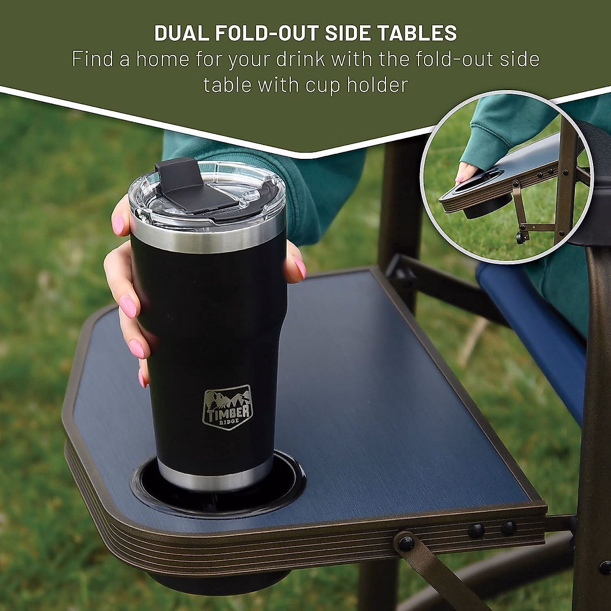 TIMBER RIDGE Director Chair, 16.54" x 37.8" x 35.04", Blue