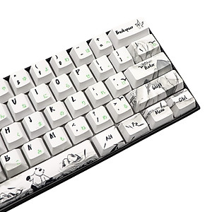 JSJT Custom Keycaps-Keycaps 60 Percent Ink Panda Keycaps PBT Japanese Keycaps 71 Keys OEM Profile Keycap Set Suitable for Cherry MX Switch GK61/GK64/RK61/Anne/GH60 /ALT61 Mechanical Keyboards