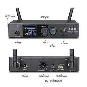 SGPRO Saxophone Wireless Microphone Professional Gooseneck Clip-on Mic with Preset EQ & ECHOs, 262 Ft Transmission and Rechargeable Transmitter, for Soprano, Tenor, Alto, and Baritone Saxophone