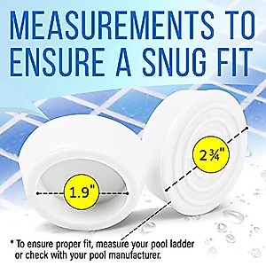 [4 Pack] Pool Ladder Bumpers to Protect Pool Liner - Protective Step Ladder End Cap for Inground Pool - Swimming Pool Ladder Parts - White Rubber End Cap for Swimming Pool Ladder - 1.9” Inner Diameter