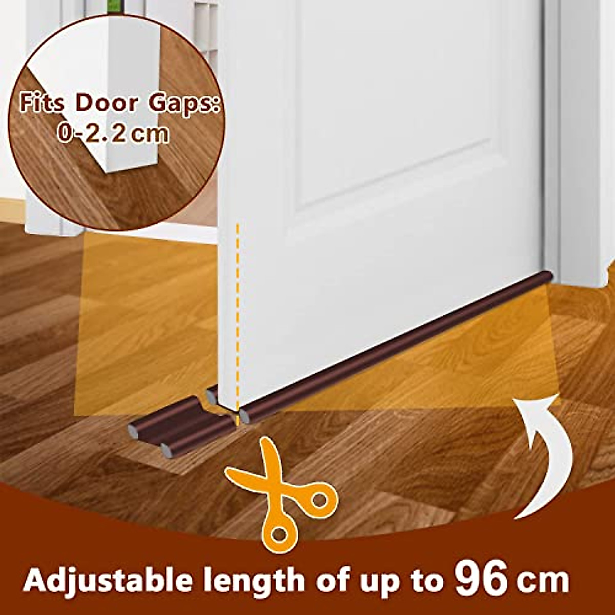 AOKON Door Draft Stopper 36 Inch Under Door Draft Noise Blocker Black Gap Stoppers Entry Door Draft Guard for Bottom of Doors Adjustable Twin Door Draft - Brown