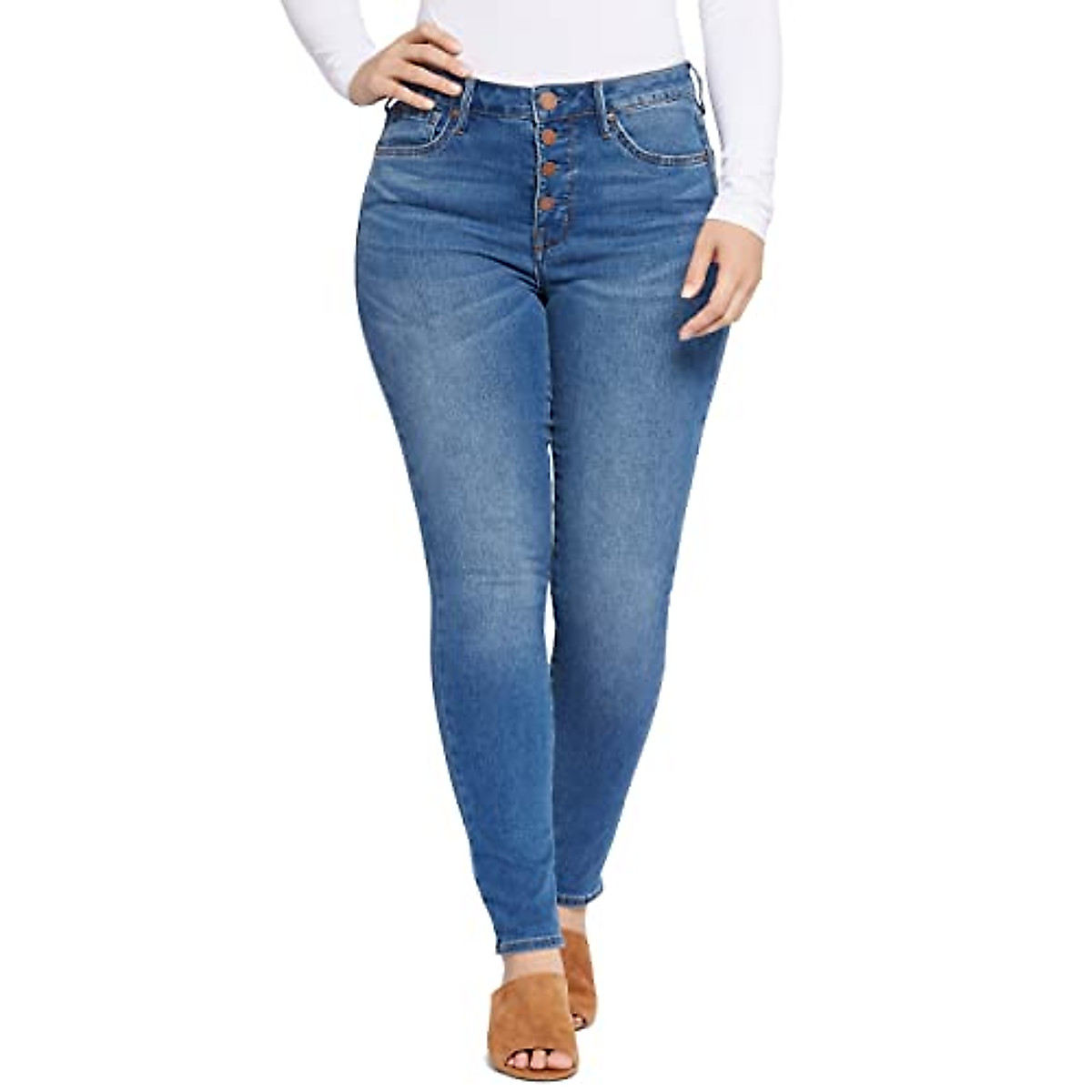 Seven7 Women's Misses Exposed Button Skinny, Tiernan