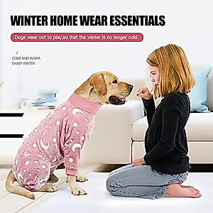 Plush Dog Pajamas for Cold Weather 4 Legs Clothes Dog Stretch Good Fit Fit Medium and Large Dog Onesie Warm Soft Pet Romper Winter (XL, Gray)