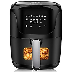 Henwenr Air Fryer 6 QT Airfryer Digital Air Fryer 8 Preset Menus Hot Air Fryer Cooker with Adjustable Temperature Control 30 Minute Timer Auto Shut Off Nonstick Tray ,1350W Air Fryer Black…