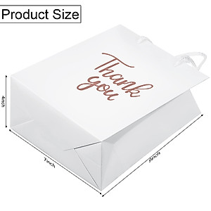 Nezyo 12 Pack Thank You Gift Bags with Tissue Paper Wedding Tissue Paper Party Bags with Handles Paper Shopping Bag Bridal Shower Gift Bags for Birthday Wedding Baby Shower Party Favor (Rose Gold)
