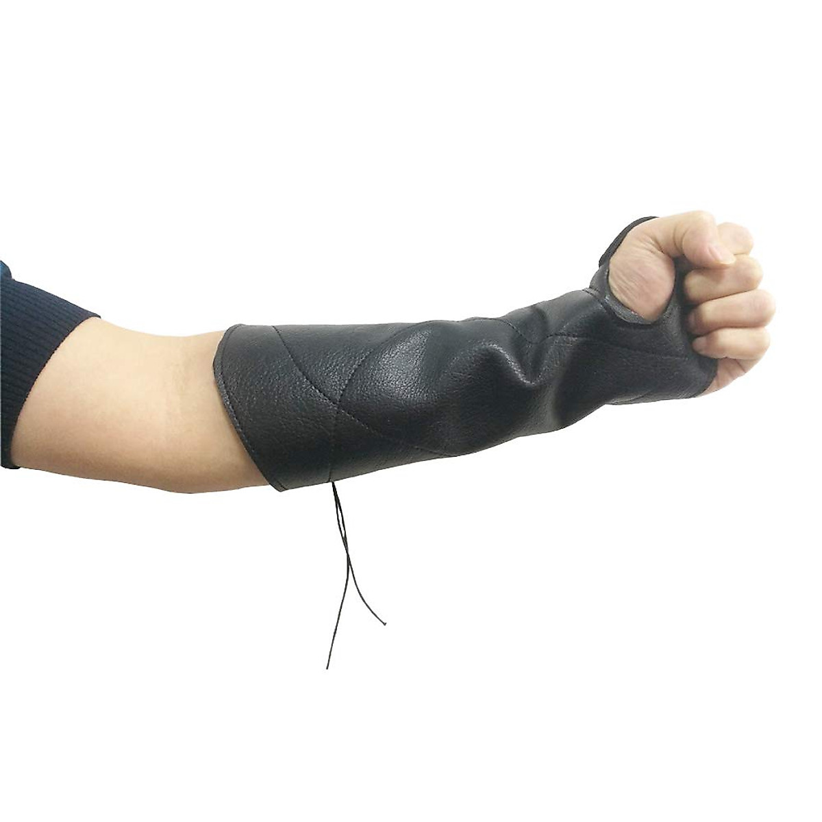 Nachvorn Handmade Leather Arm Guards Bow Hand Shooting Glove Adjustable for Hunting Shooting Target Practice Bow Black