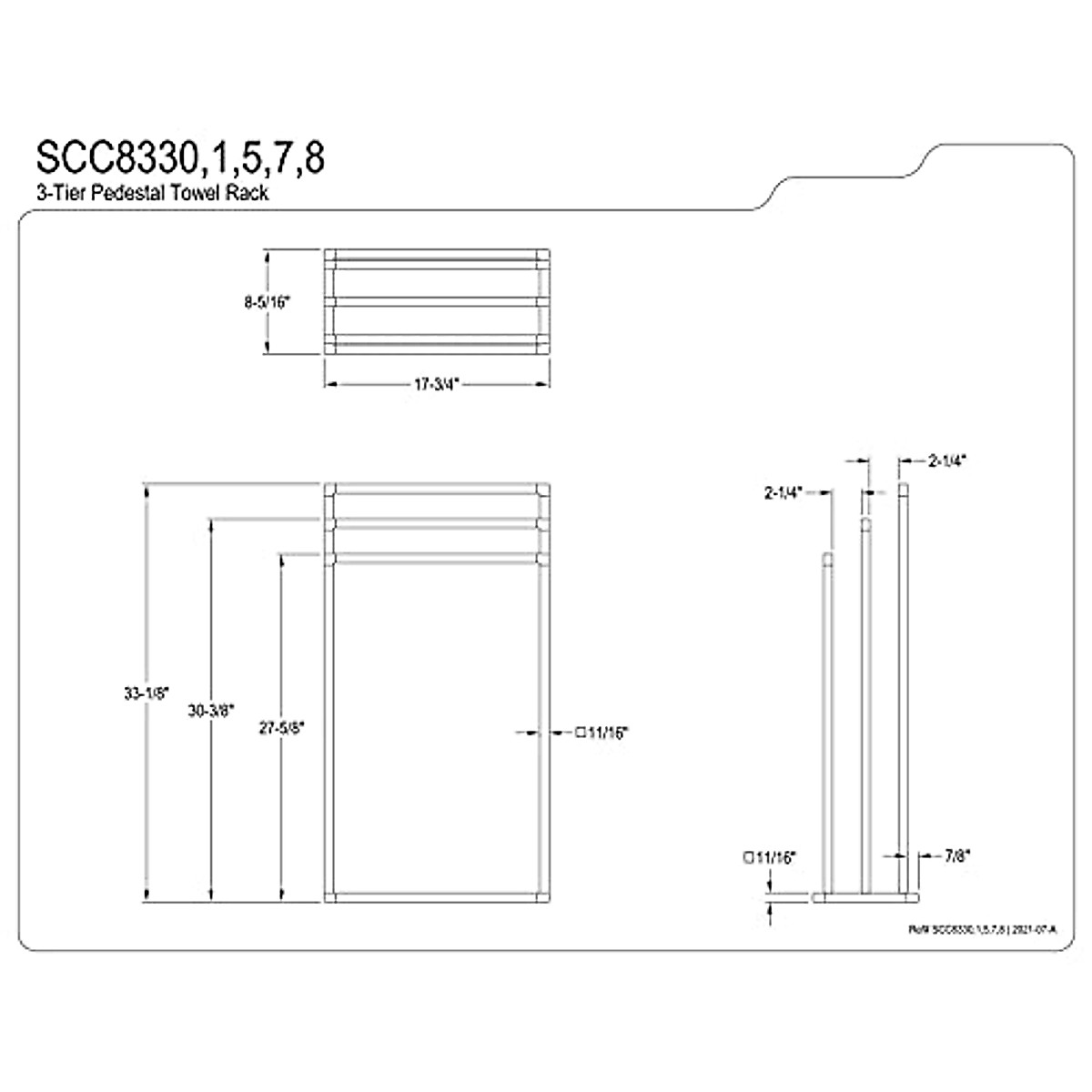 Kingston Brass SCC8330 Edenscape Freestanding 3-Tier -Towel Rack, Matte Black