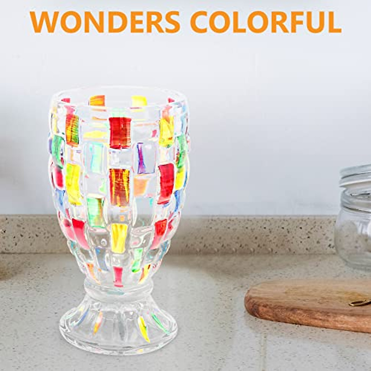 UPKOCH 2pcs Decorative Martini Holiday Rocks Drinks For Mug Multi-use Iced Painted Dinner Party Shower Breakfast Margarita Glasses Birthday Juice Goblets Container Painting Transparent