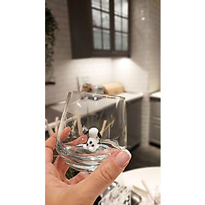 HeguSun Drinking Glass With Figurine Inside, Handmade Murano Glass Figures inside Stemless Glass for Wine, Cold Drinks and Beverages, 12 oz (Dalmatian)